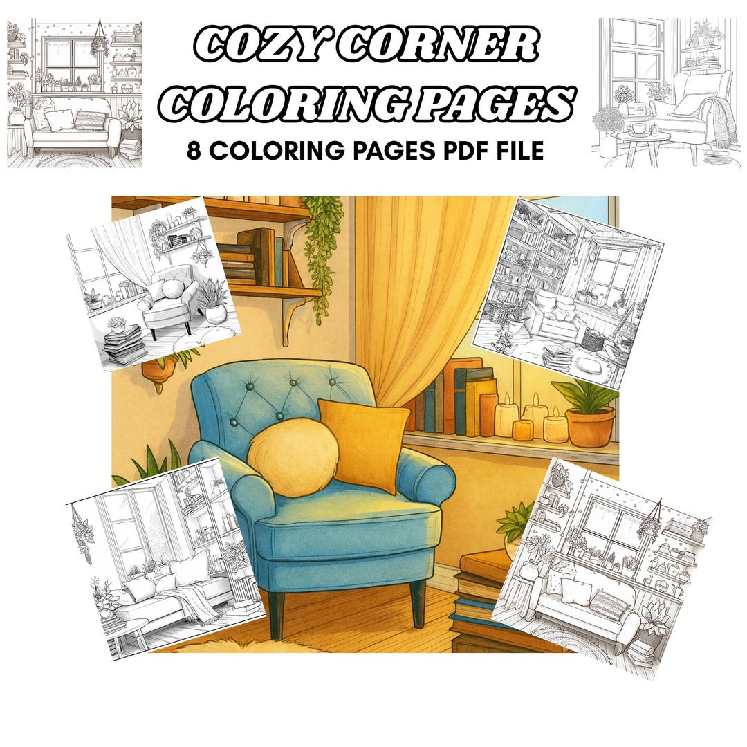 Cozy Corner Coloring Pages | Cozy Corner Coloring Book | Coloring Pages ...