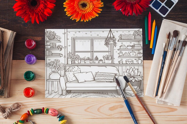 Little Cozy Corner Coloring Pages | Hygge Room Coloring Book | Digital ...