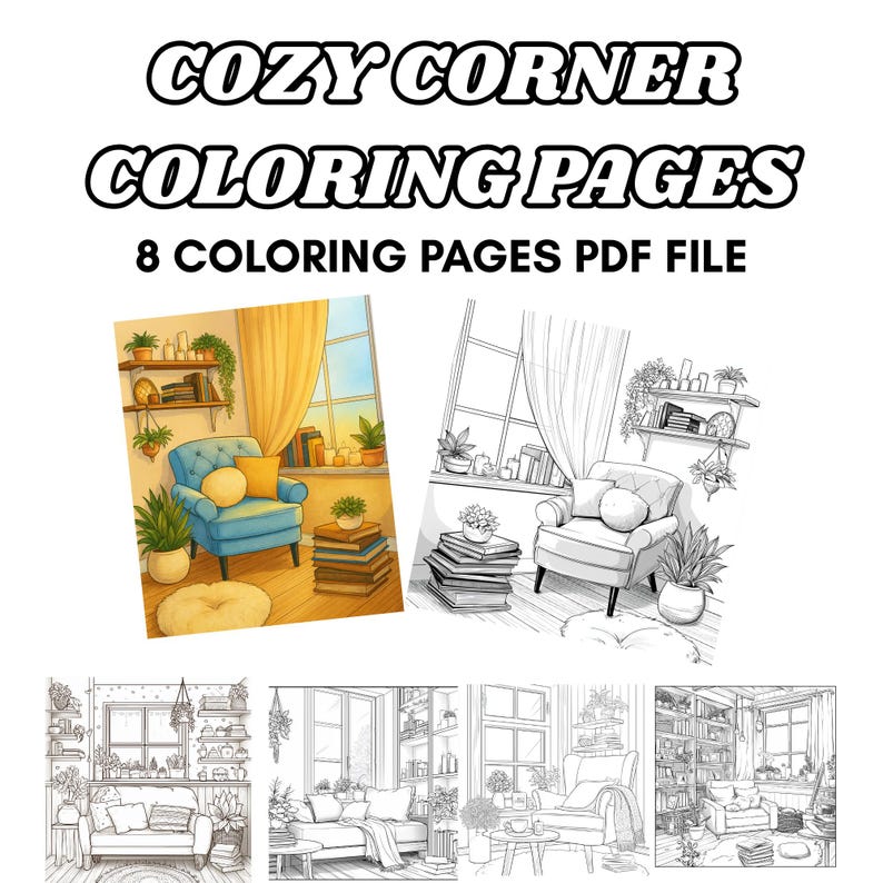 Cozy Corner Coloring Pages | Cozy Corner Coloring Book | Coloring Pages ...