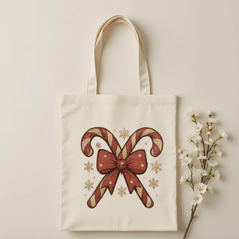 Candy Cane Bow Christmas PNG: Vintage Coquette Art (digital Download ...