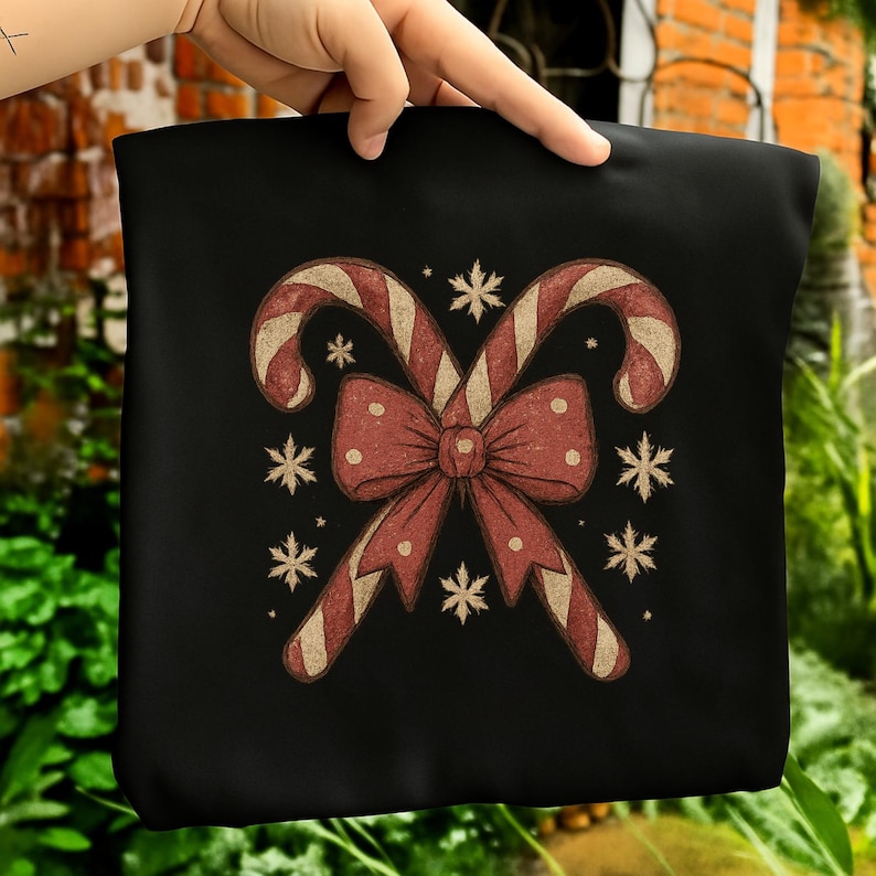 Candy Cane Bow Christmas PNG: Vintage Coquette Art (digital Download ...