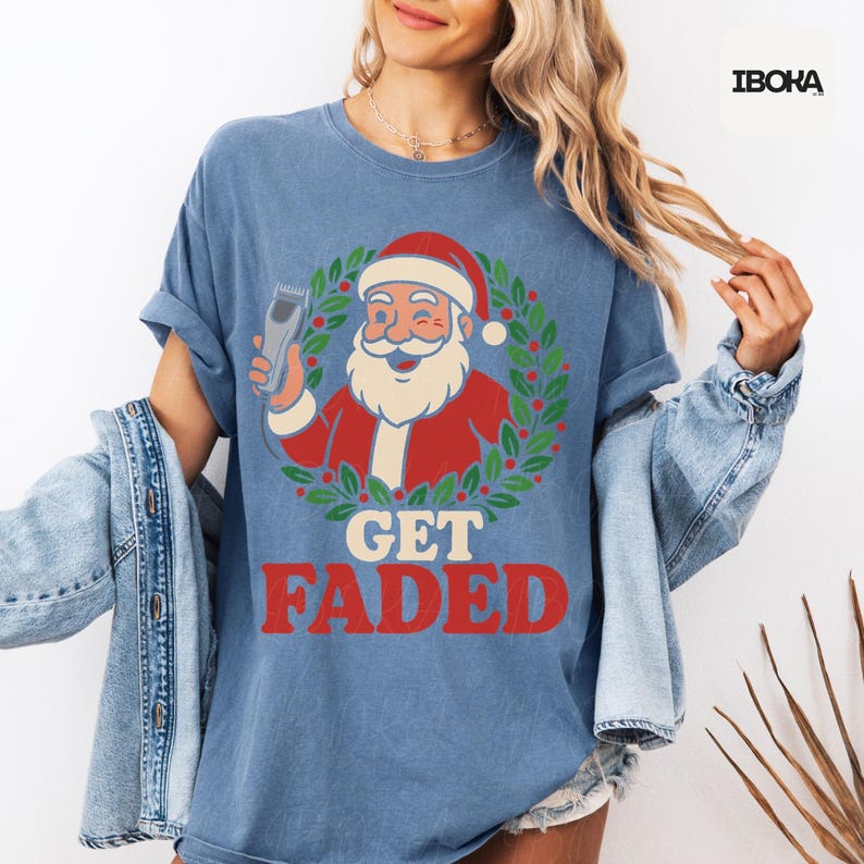 Funny Santa PNG: Barber Get Faded Christmas Humor (digital Download) - Etsy
