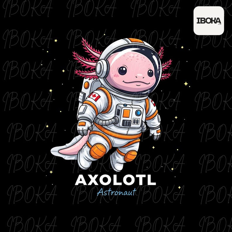 Cute Axolotl Astronaut PNG: Kawaii Space Cartoon Design, Adorable ...