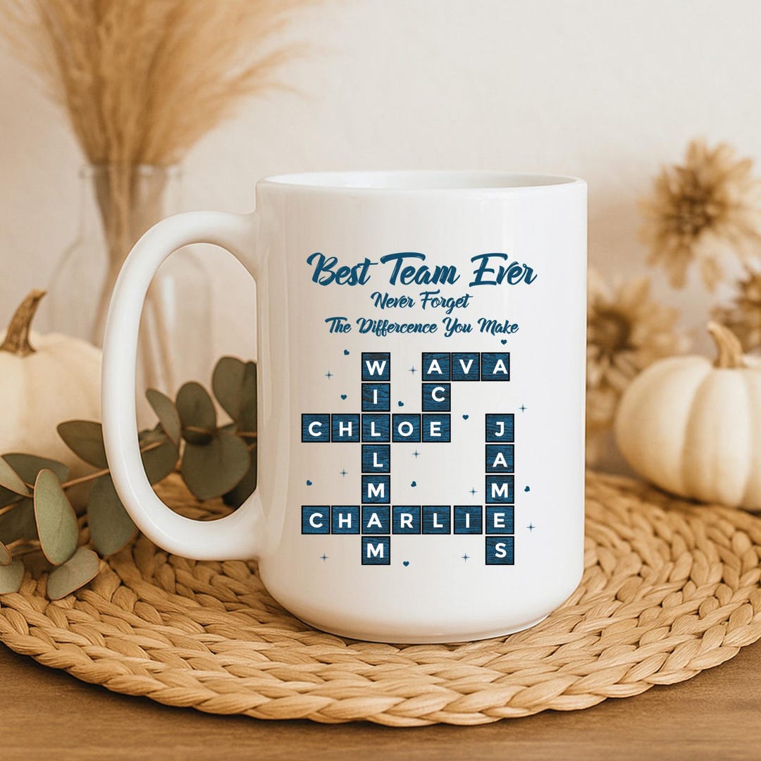 Personalized Team Scrabble Mug - Custom Crossword Name Gift - Etsy