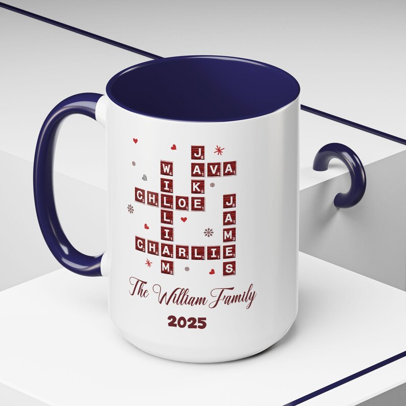 Family Name Scrabble Crossword Mug | Accent Coffee Mug - Etsy