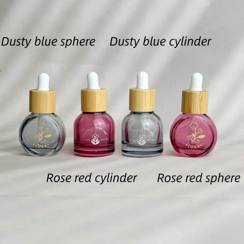 8ml Glass Dropper Bottle With Bamboo Cap, Round and Cylinder Serum Vial ...