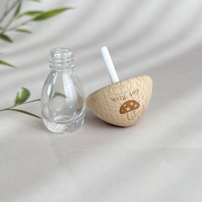 6ml Mushroom Glass Car Diffuser Bottle With Wood Cap, Refillable Air ...