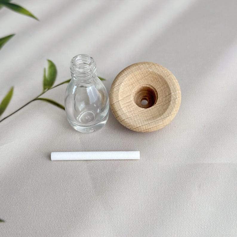 6ml Mushroom Glass Car Diffuser Bottle With Wood Cap, Refillable Air ...