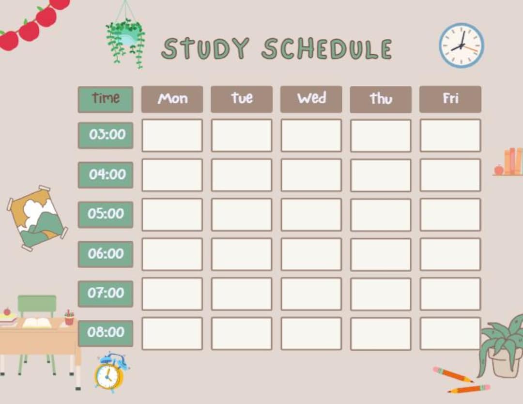 Teen Study Schedule - Etsy