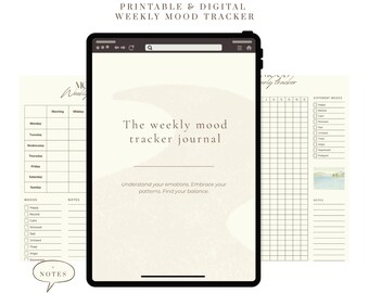 Weekly Mood Tracker Journal | Printable Digital Planner | Track ...