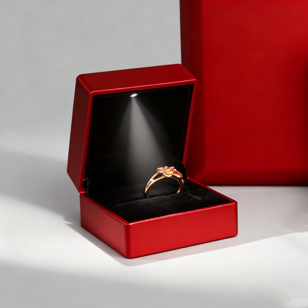 Engagement Ring Box for Proposal | Slim Ring Box With Light | Proposal ...