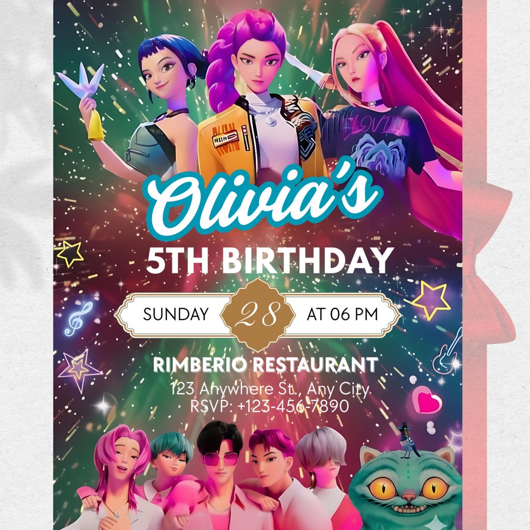Editable KPOP Demon Hunters Invitation| KPOP Invitation| KPOP Birthday ...