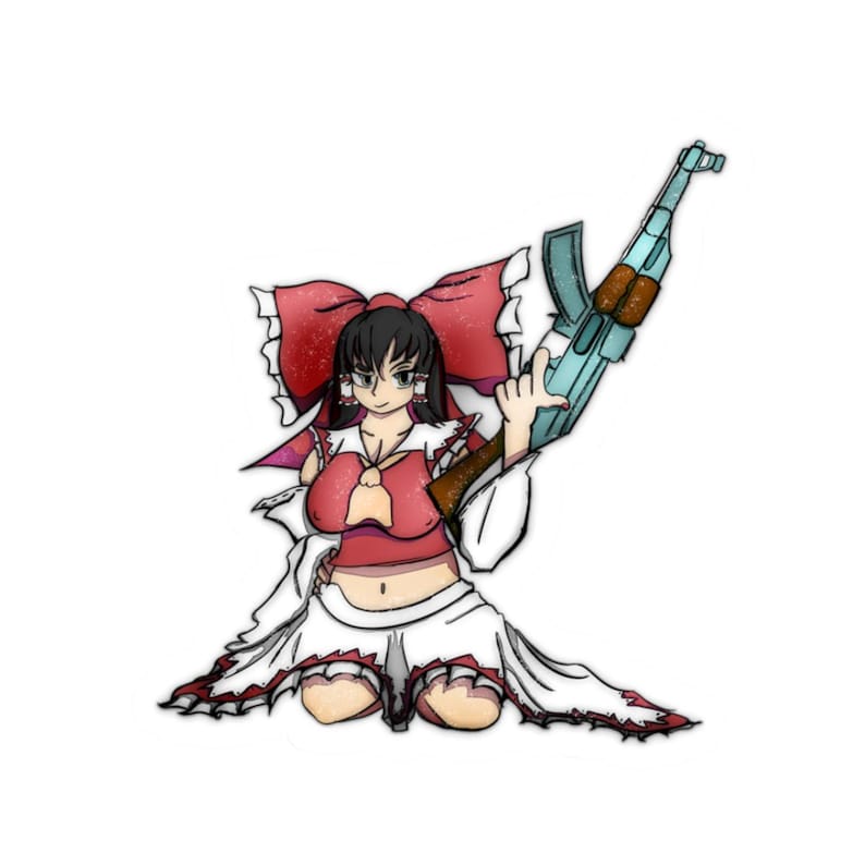 Touhou Gun Meme Kiss-cut Stickers, Reimu Hakurei Merch, Weeb Laptop ...