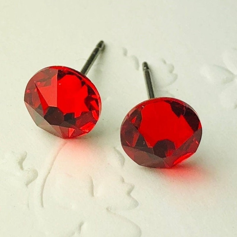 Red Stud Earrings - Etsy