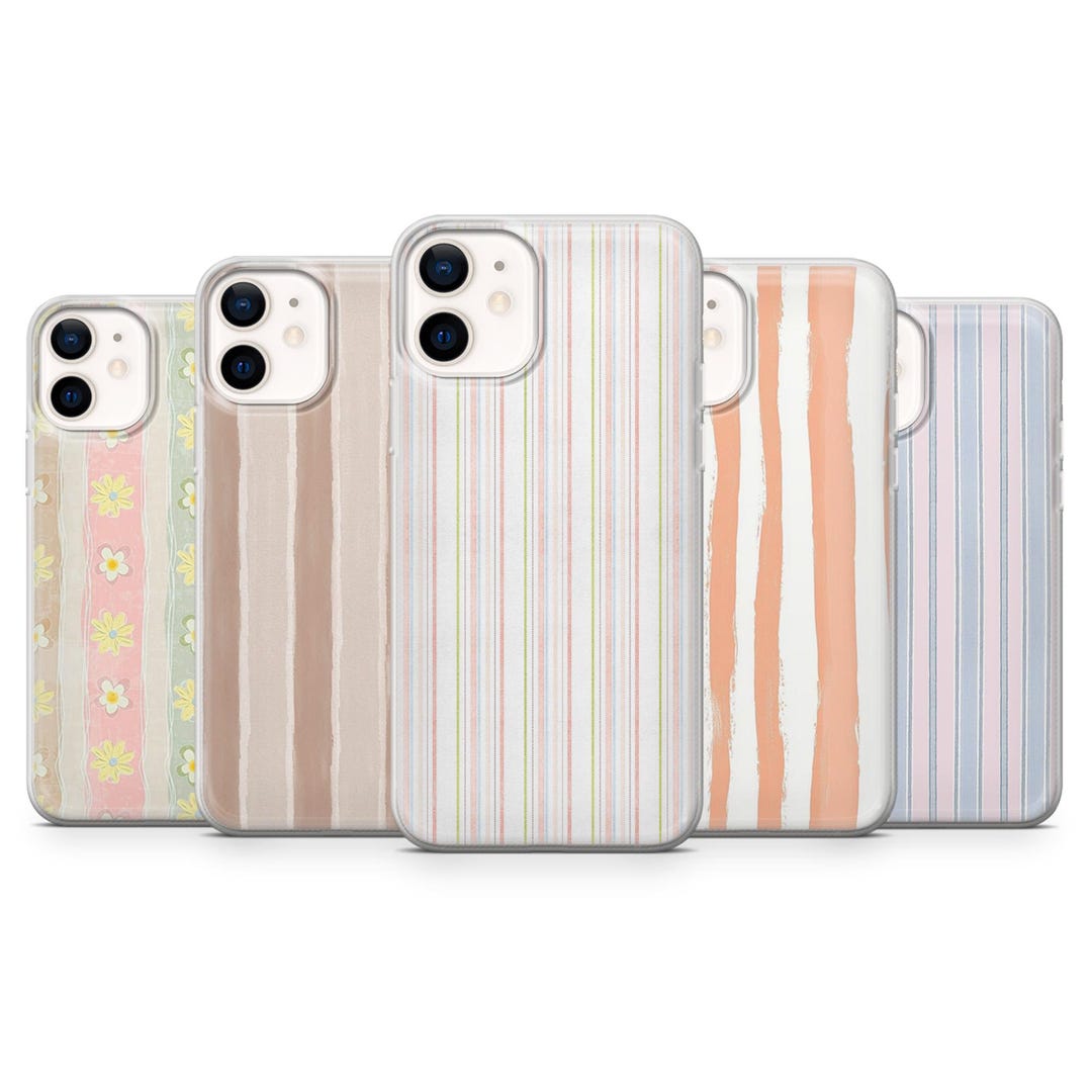 Striped Phone Case Pastel Soft Clean Cover for iPhone 17, 16, 15, 14 ...