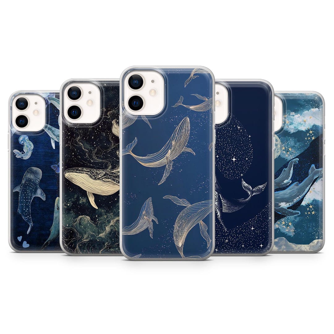 Whale Phone Case Ocean Night Sky Starry Cover for iPhone 17, 16, 15, 14 ...