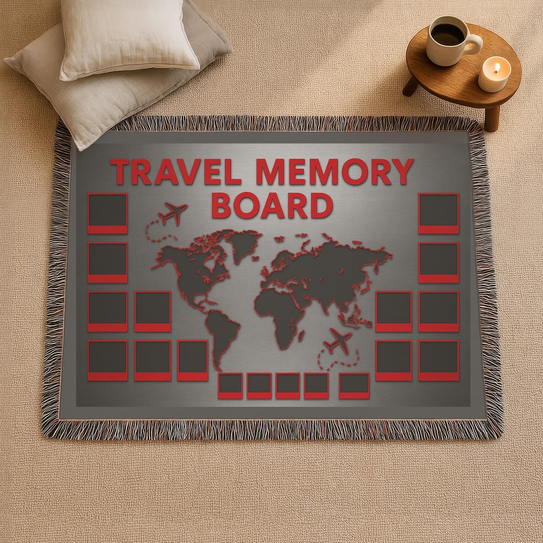 Personalized World Map Travel Memory Tapestry With Photo Frames Gifts ...