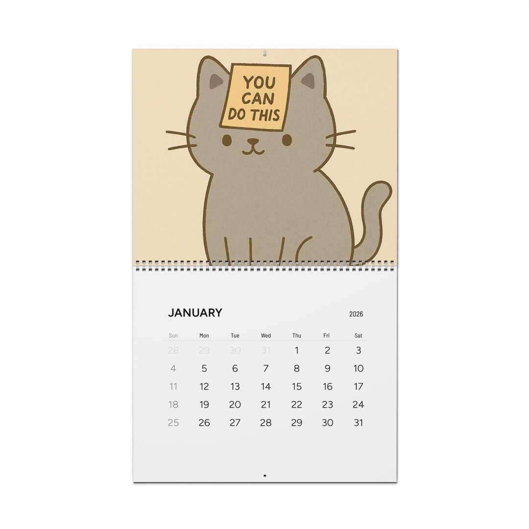 Cute Cat Wall Calendar 2026 | Kawaii Illustrated Cats | Gift for Cat ...