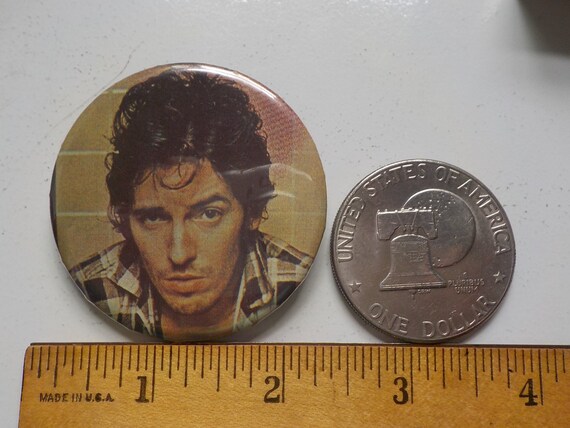 2.5" 1970s Vintage Bruce Springsteen Pin Button Very … - Gem