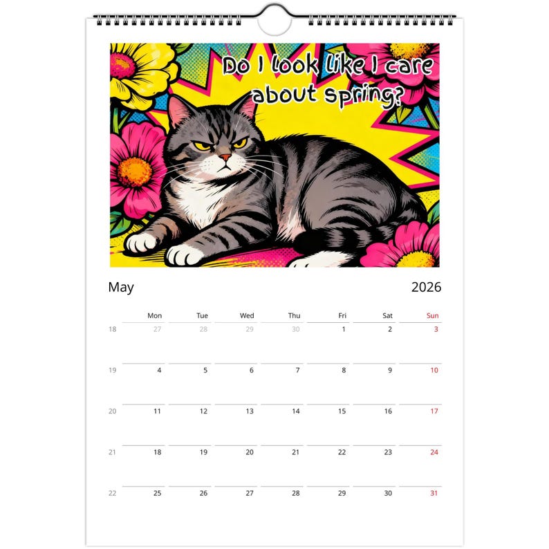 Grumpy Cat Pop Art Calendar 2026 – Funny 12-month Wall Calendar - Etsy