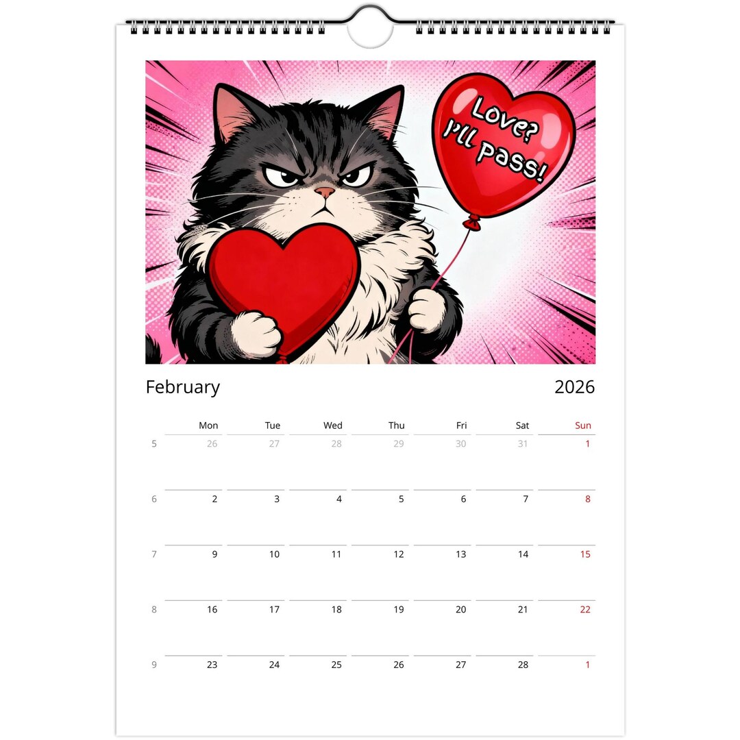 Grumpy Cat Pop Art Calendar 2026 – Funny 12-month Wall Calendar - Etsy