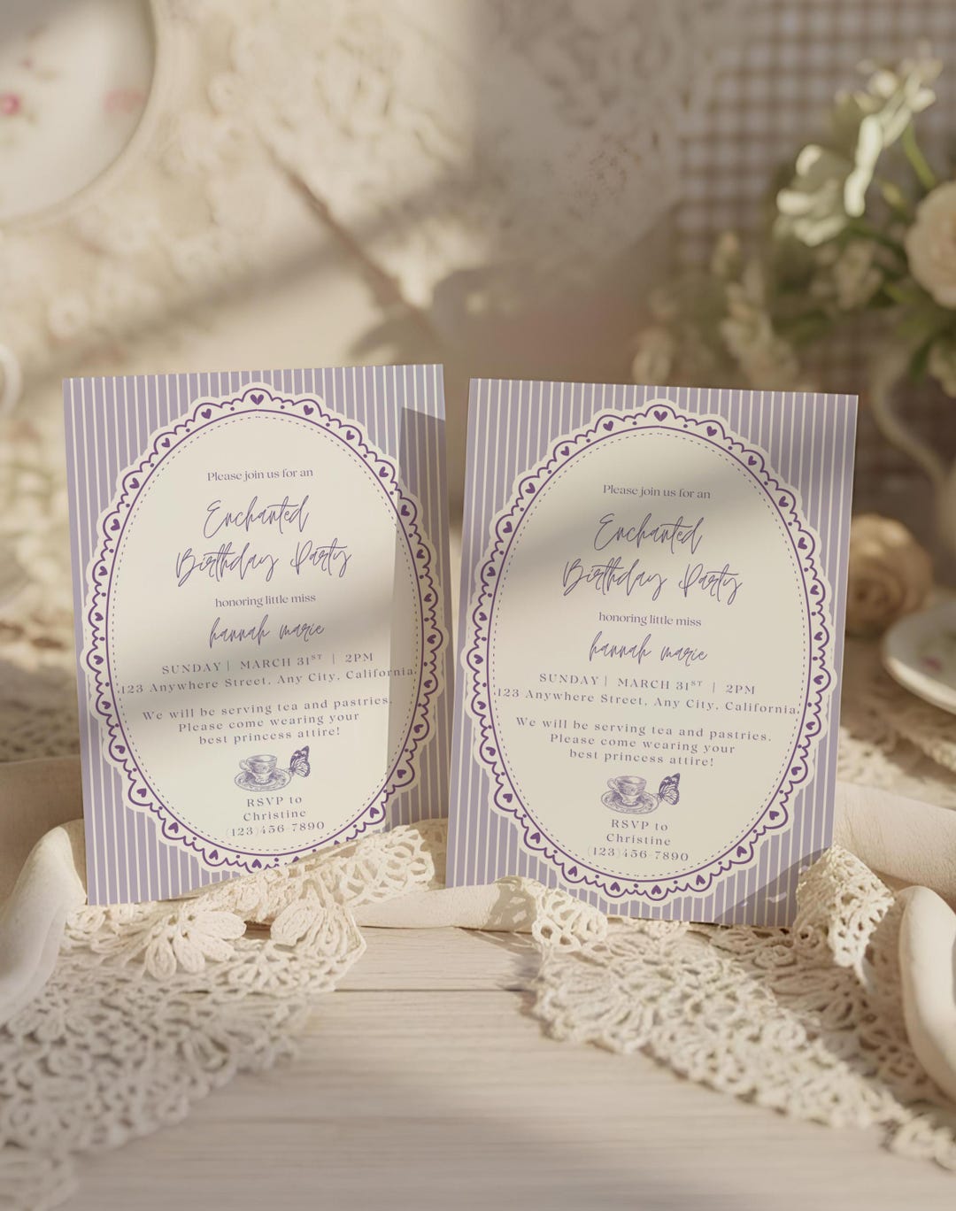 Enchanted Birthday Party Invitation Purple Girls Tea Party Invite ...
