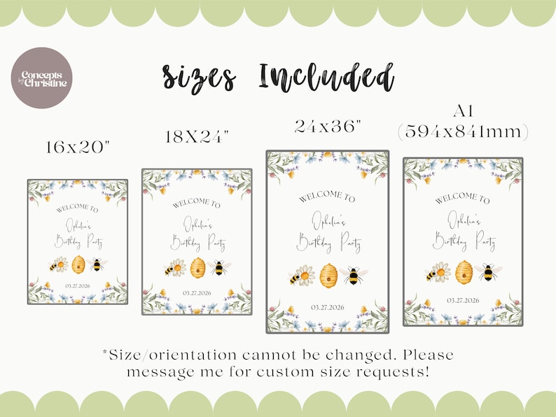 Little Honey Birthday Welcome Sign Template, Bee Theme Kids Garden ...
