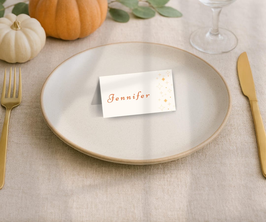 EDITABLE Vintage Style Name Cards | Thanksgiving Custom Name Place ...