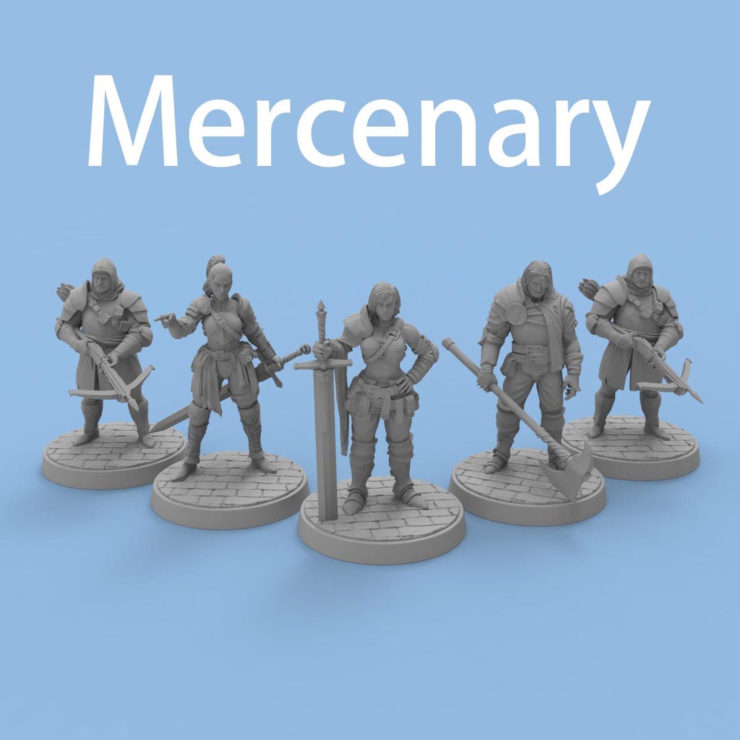 5 Pcs DND Mercenary Soldier Miniature Models 3D Printed Paintable ...