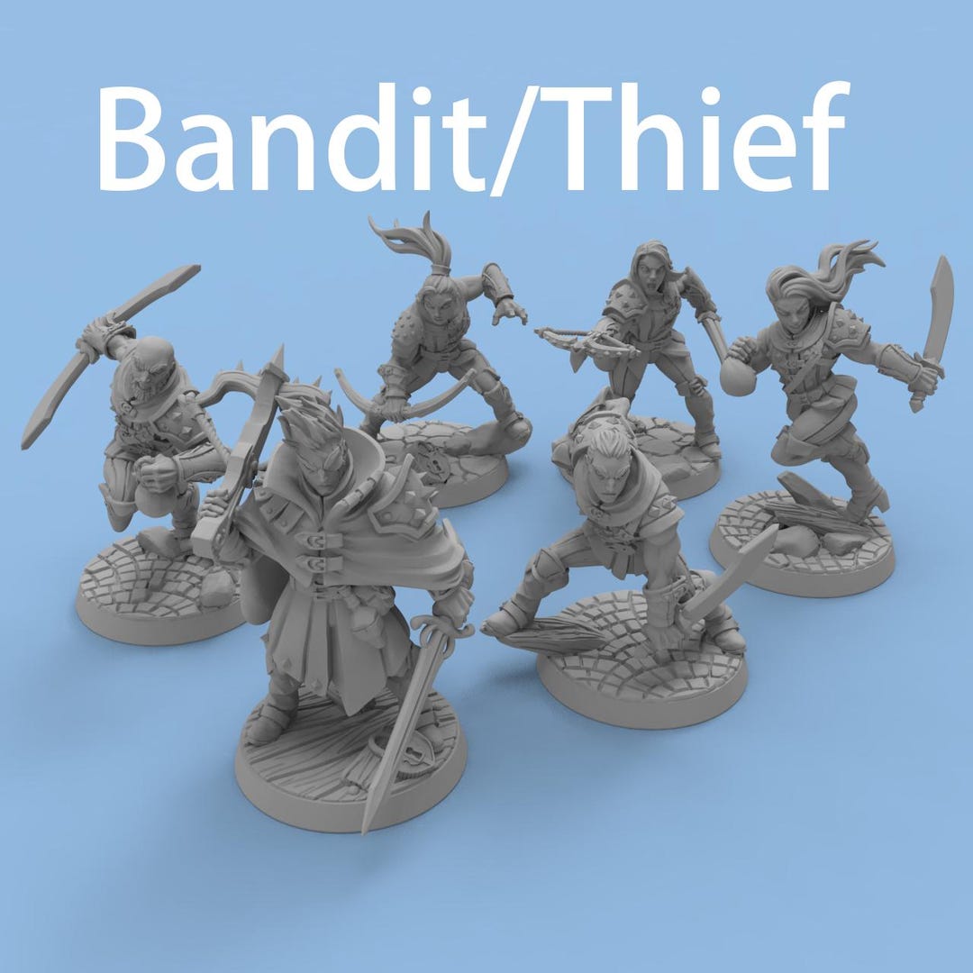6 Pcs DND Bandit Thief Squad Miniature Models 3D Printed Paintable ...