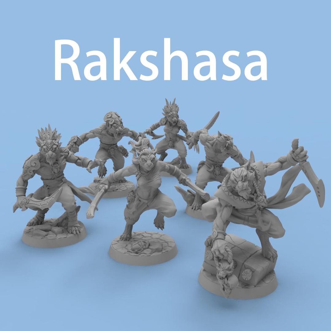 6 Pcs DND Rakshasa Tiger Head Monster Miniature Paintable 3D Printed ...