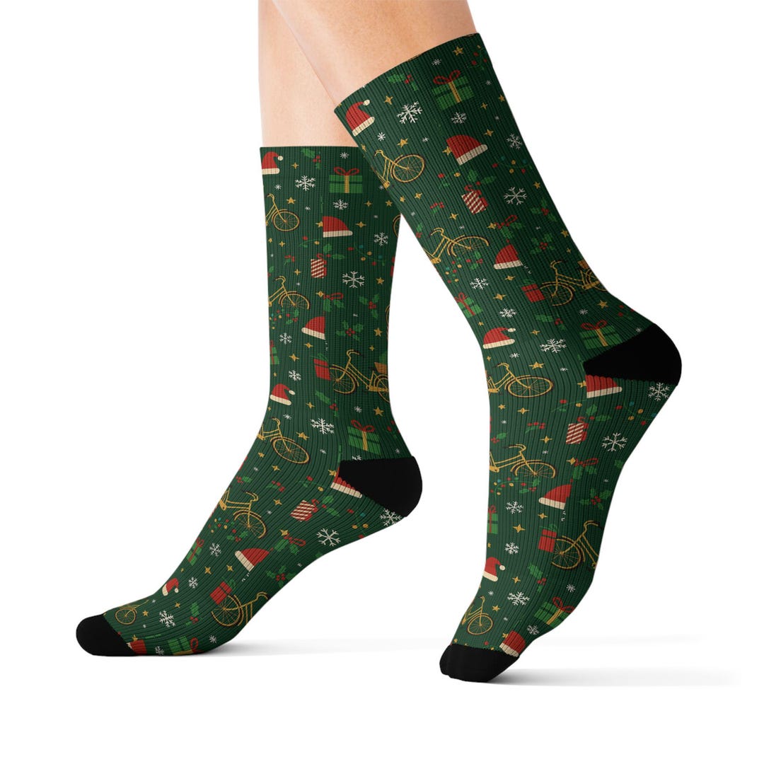 Christmas Pattern Socks | Holiday Reindeer Santa Bells Gift Boxes - Etsy