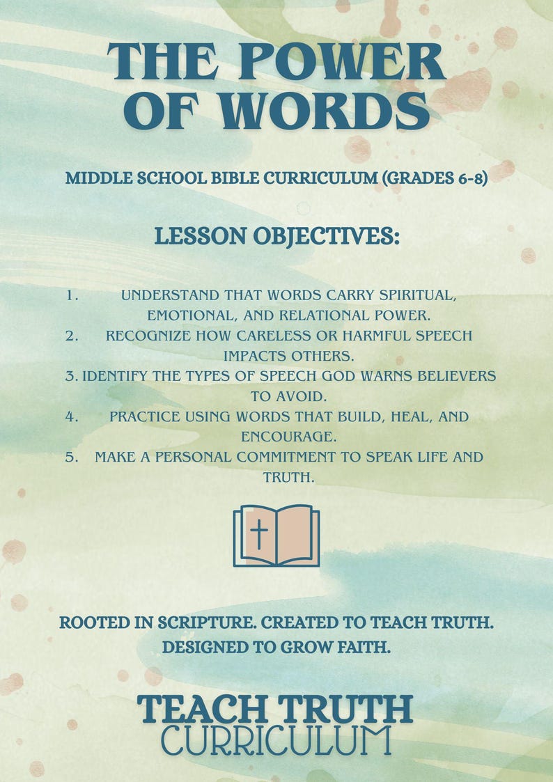 The Power of Words Bible Lesson for Middle School | Speak Life ...