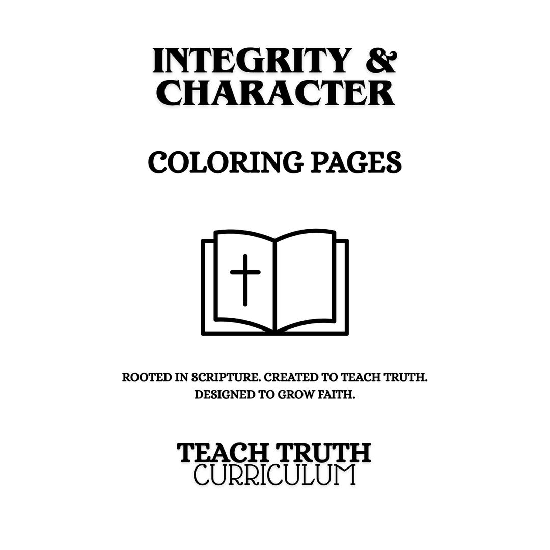 Integrity & Character Bible Coloring Pages | Middle School (digital ...
