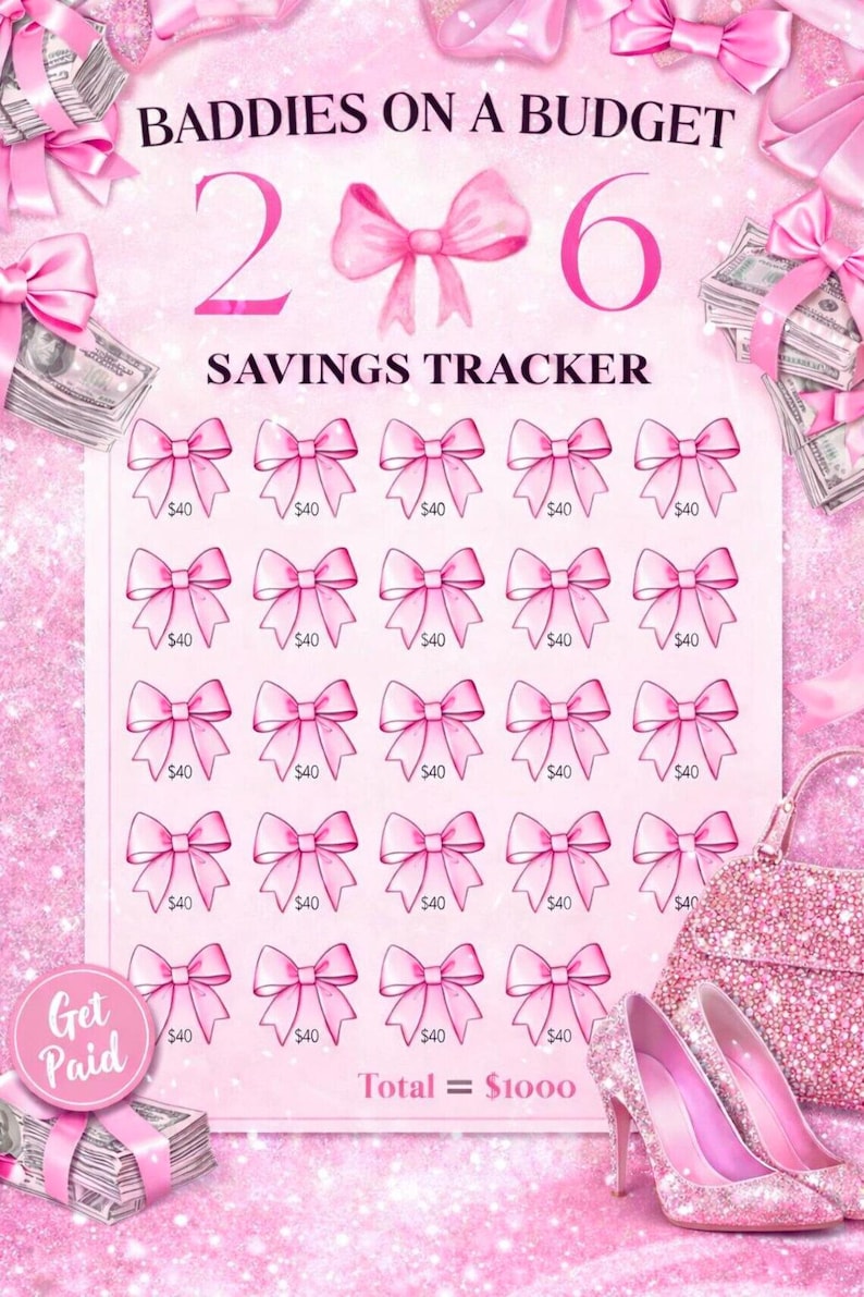 Pink Bow Savings Challenge | Budget Baddies Printable (digital Download ...