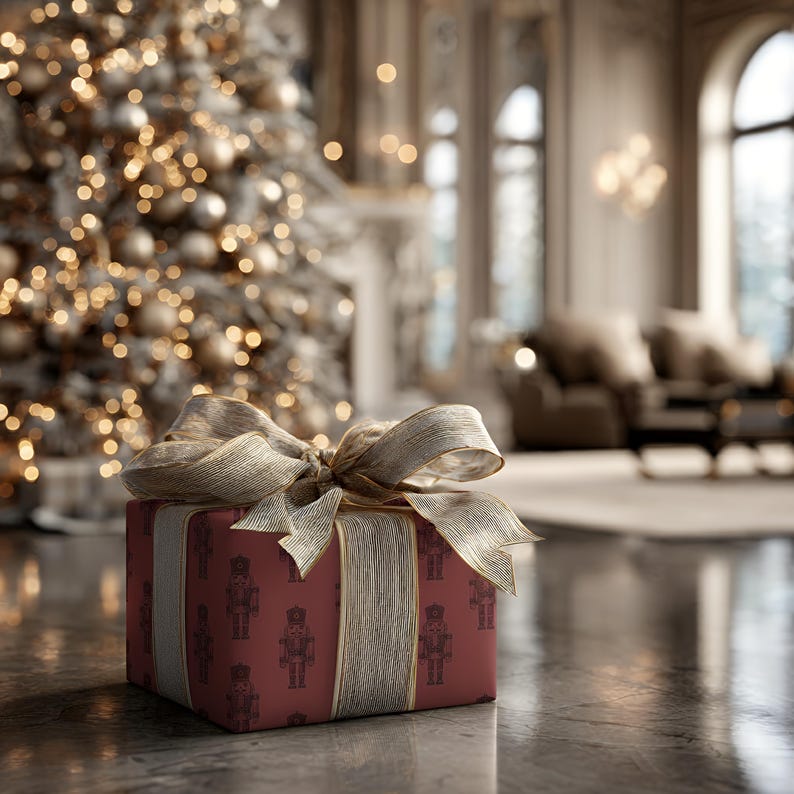 Luxury Burgundy Nutcracker Wrapping Paper Nutcracker Suite Elegant ...