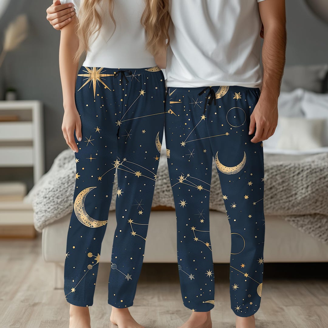 Celestial Moon & Stars Pajama Pants, Matching Sleepwear for Women and ...