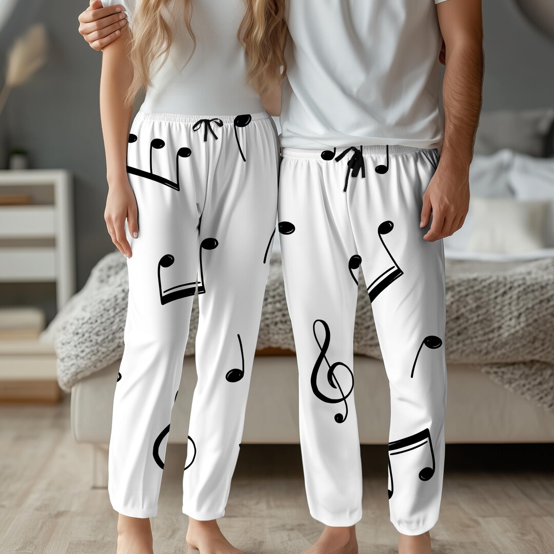 Music Notes Pajama Pants, Matching Sleepwear for Women and Men, All ...