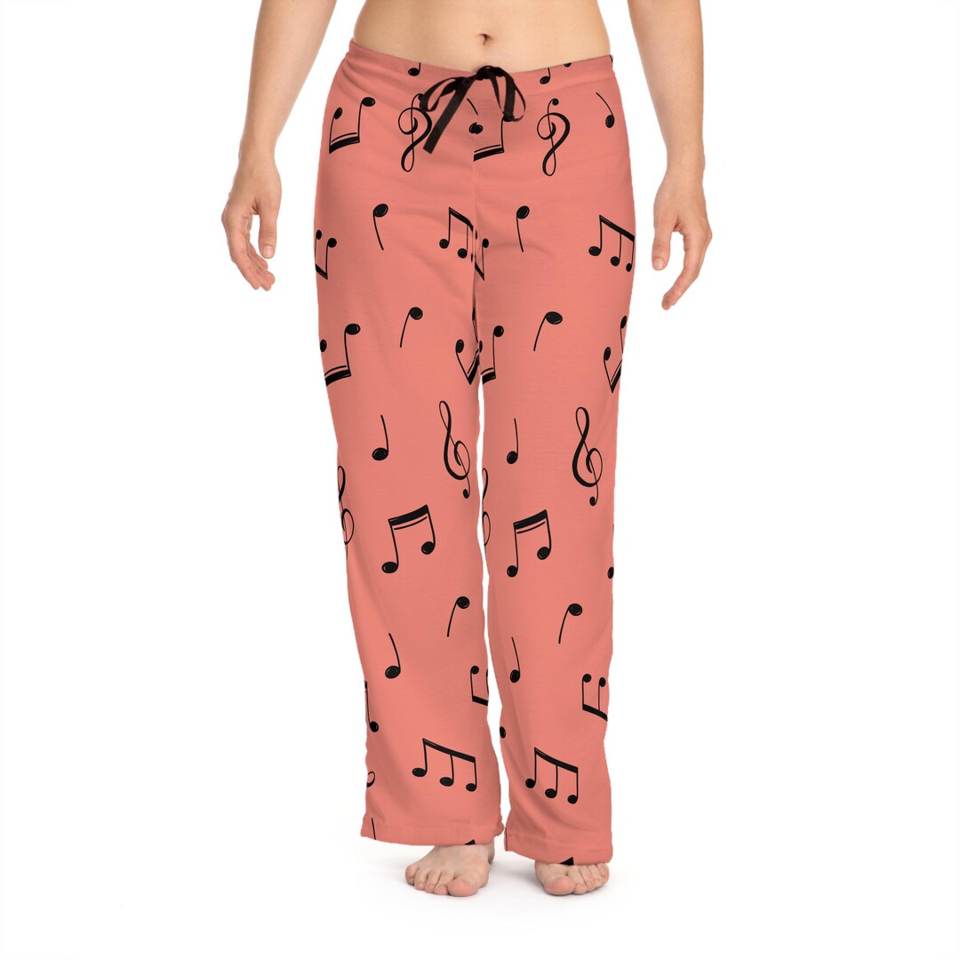 Music Notes Salmon Pink Pajama Pants, Matching Sleepwear for Women and ...