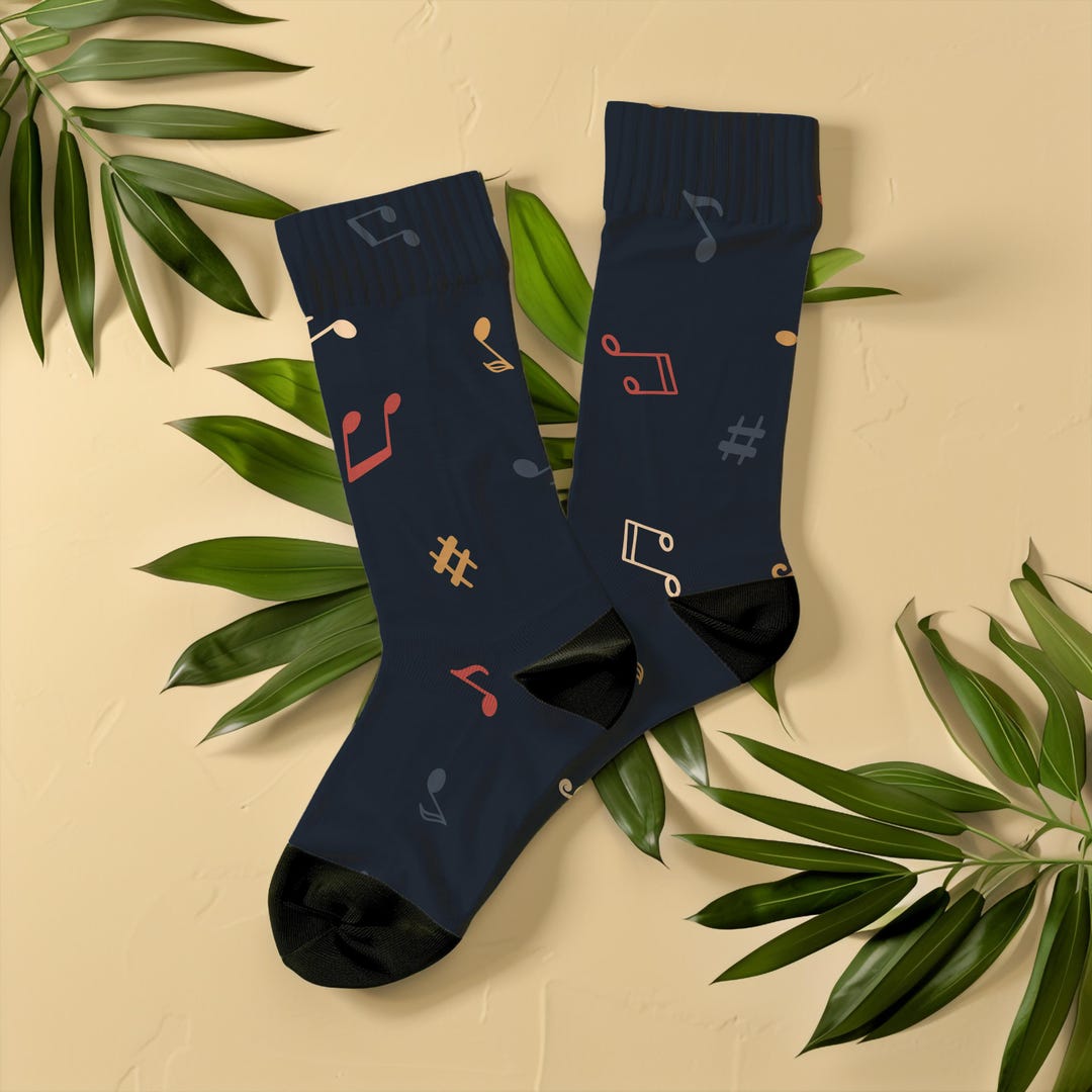 Dark Music Notes Socks, Singers & Teachers, Fun Unisex Music Lover ...