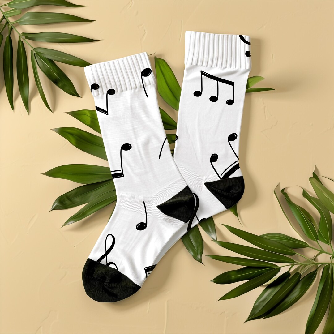 Music Note Socks, All Over Print Periwinkle Purple Socks, Gift for ...