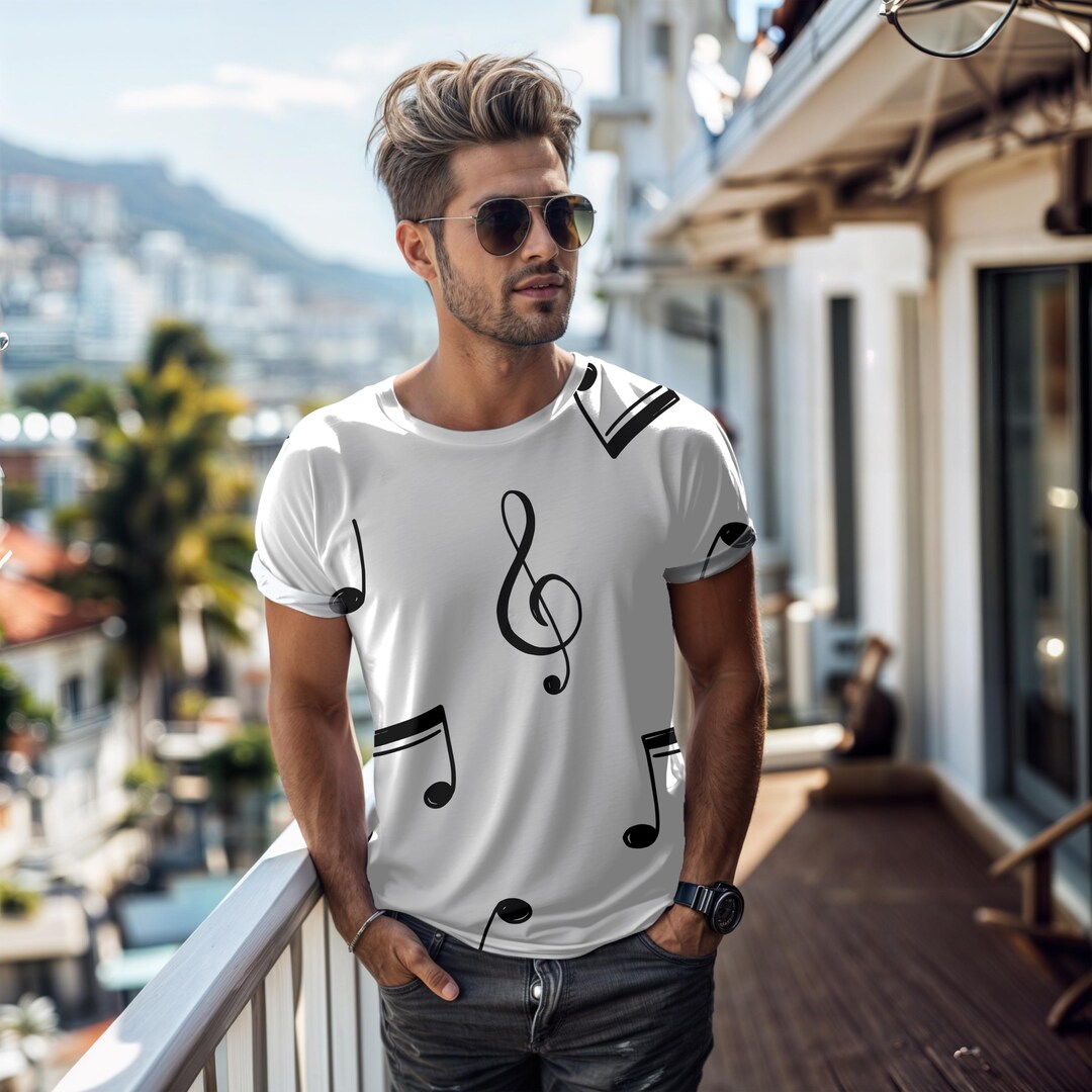 Music Notes AOP T-shirt, All Over Print Tee, Music Cut & Sew, Gift for ...