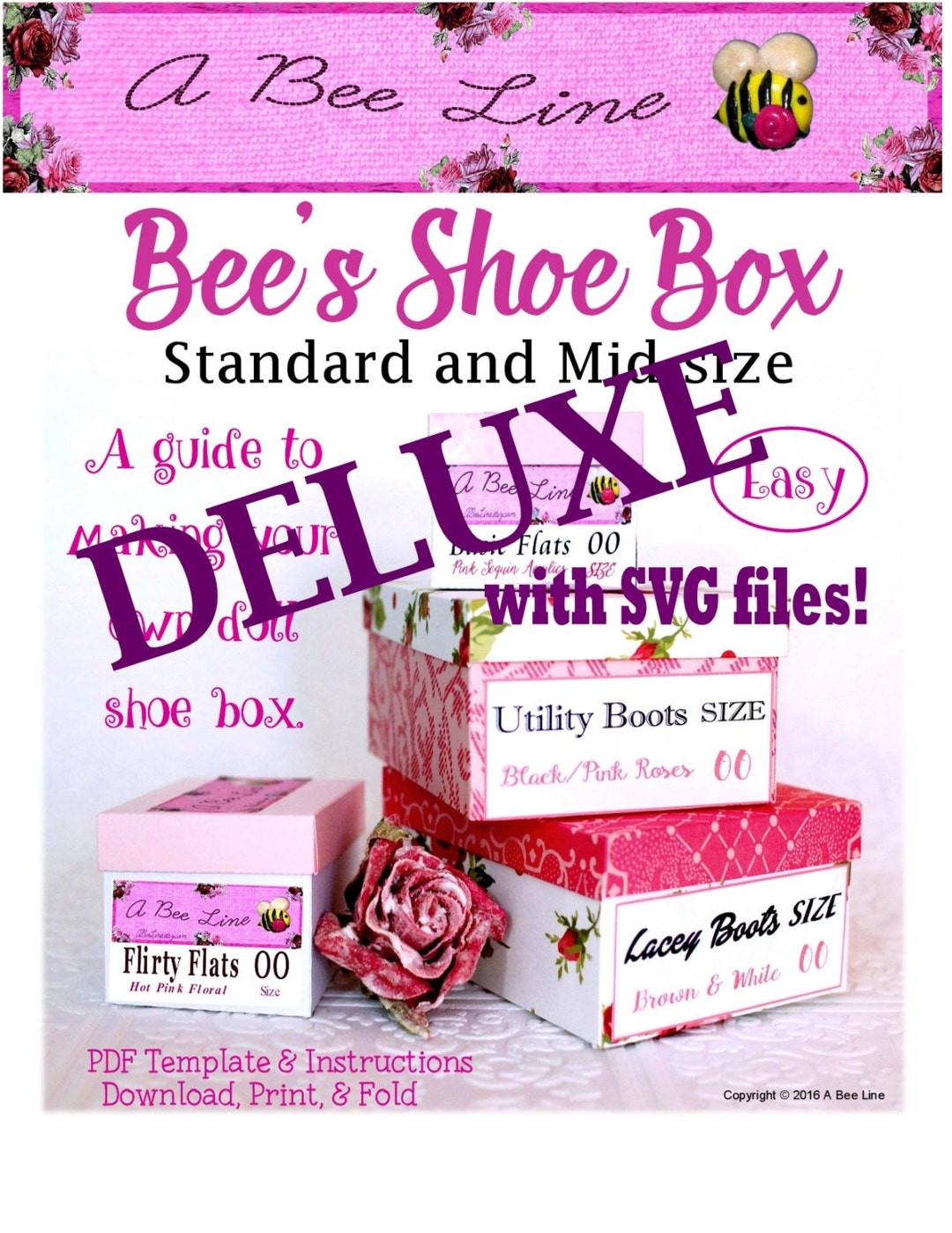 Deluxe Doll Shoe Box Template: Standard & Mid-size, SVG, PNG, PDF Guide ...