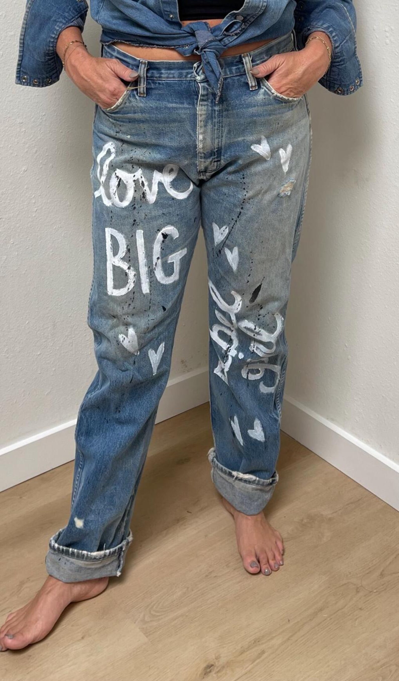 Custom Painted Denim Jeans- Vintage Wranglers - Etsy