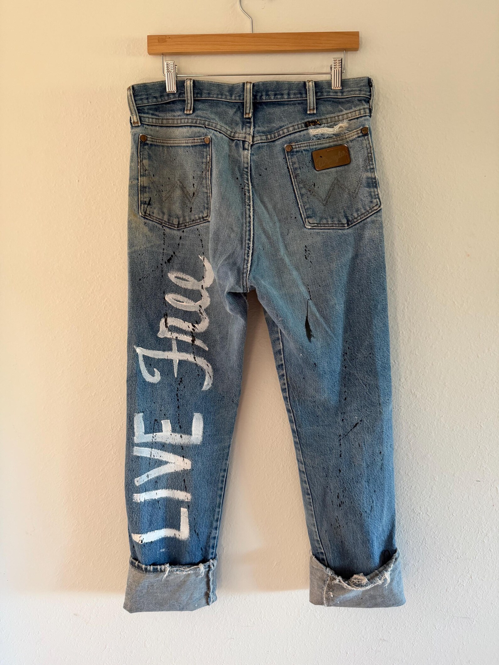 Custom Painted Denim Jeans- Vintage Wranglers - Etsy