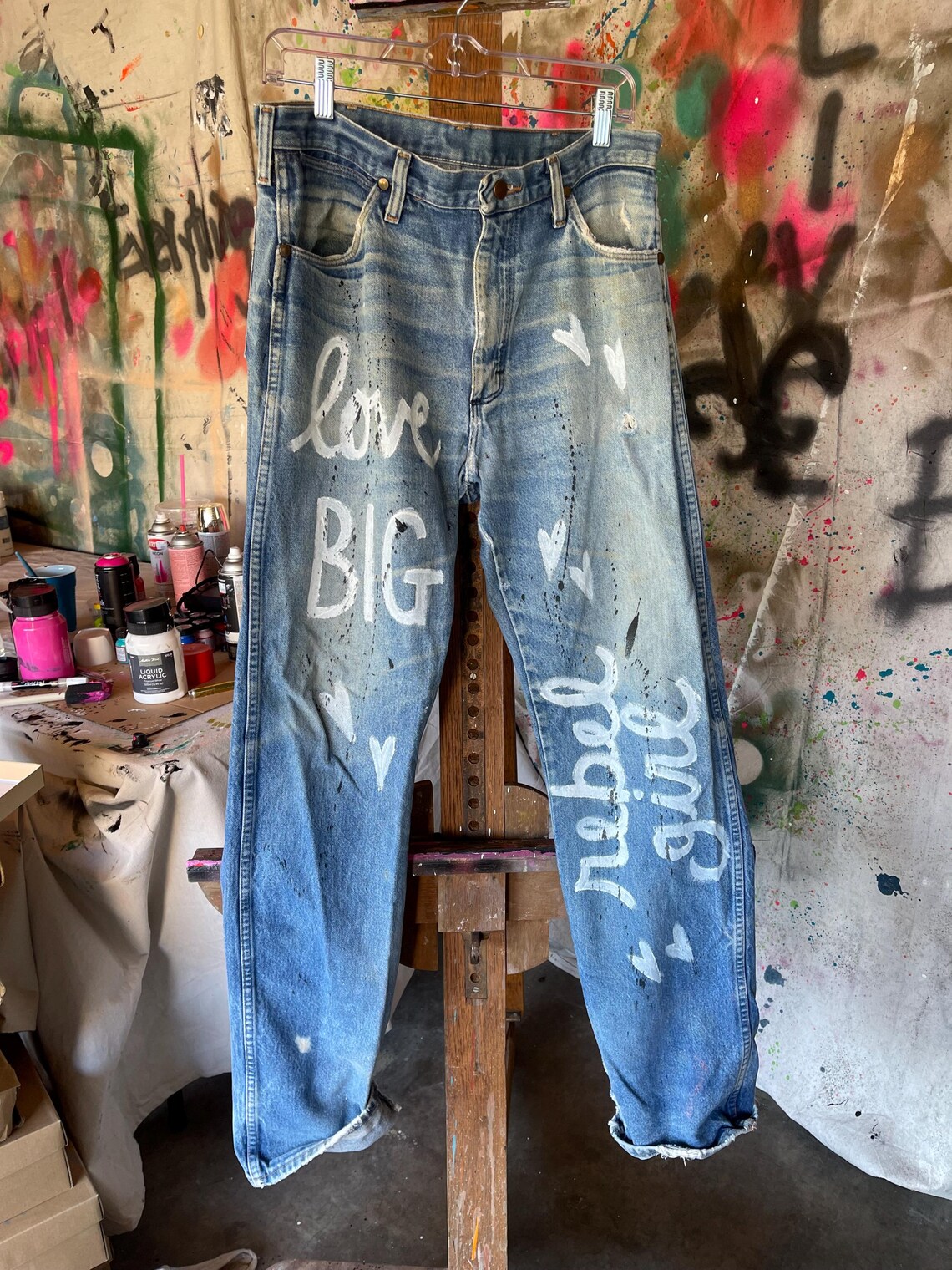 Custom Painted Denim Jeans- Vintage Wranglers - Etsy
