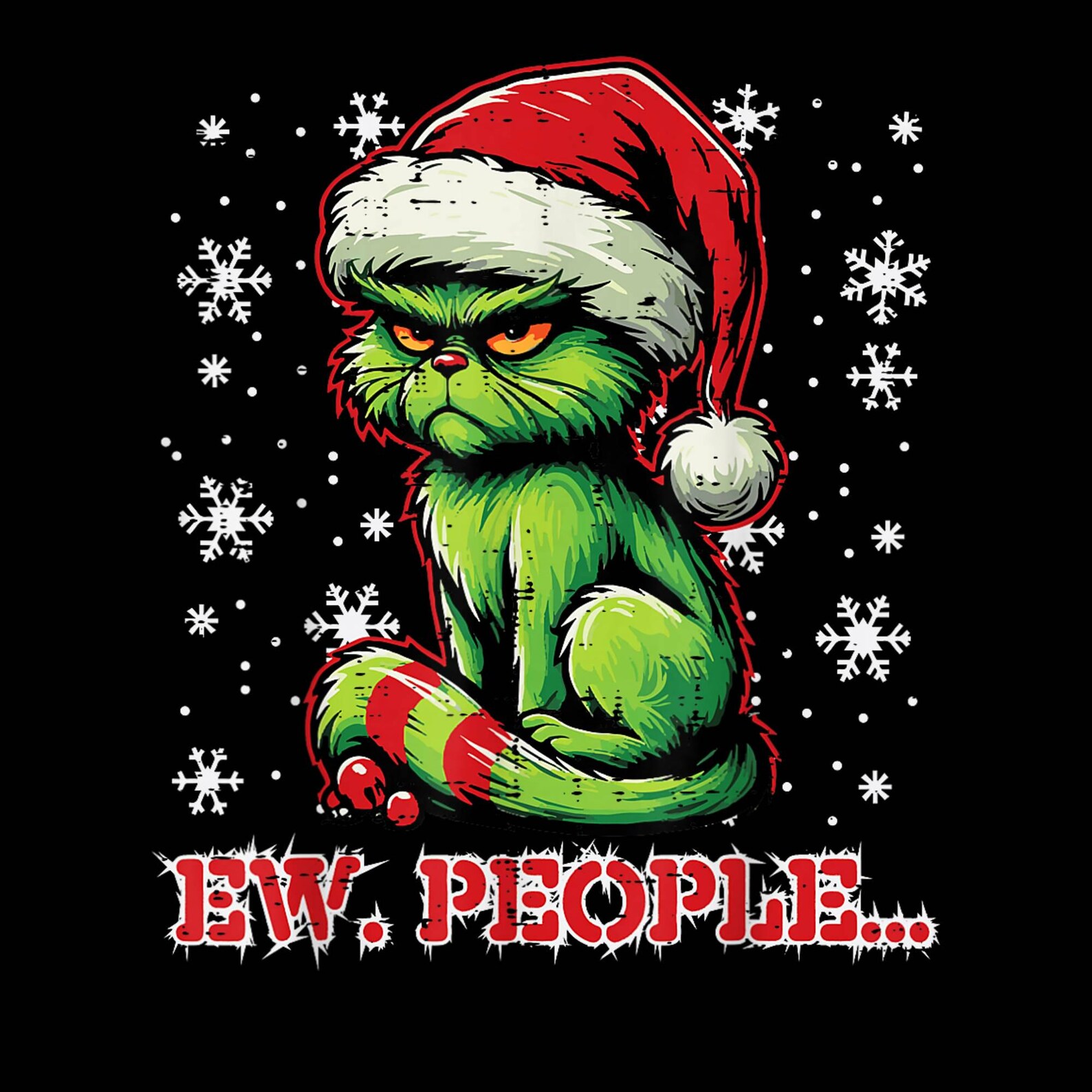 Ew People Grinch Cat Christmas PNG, Funny Kitty Holiday Graphic ...