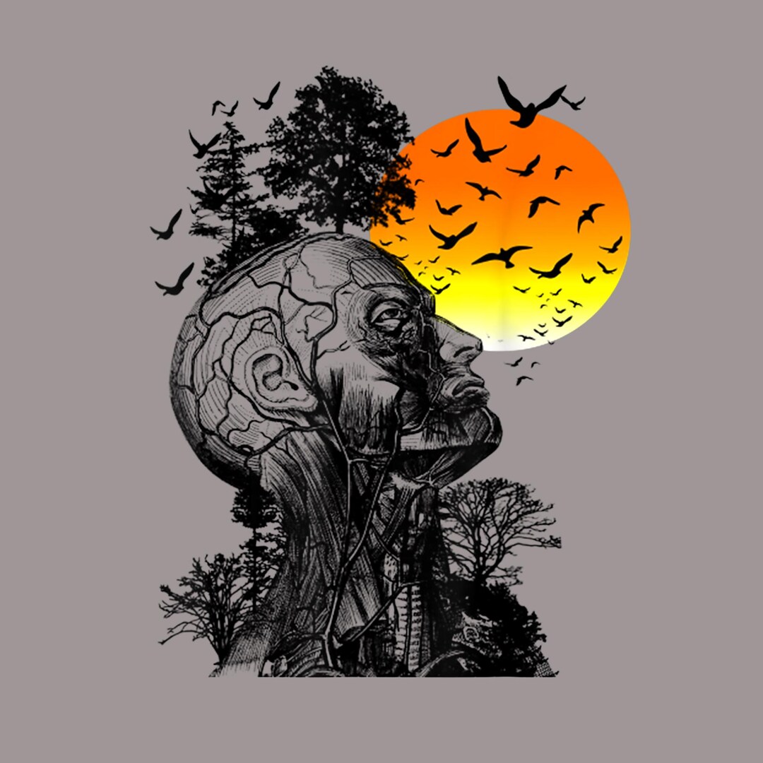 Hangover Tree Head PNG – Surreal Retro Sunset Design - Etsy