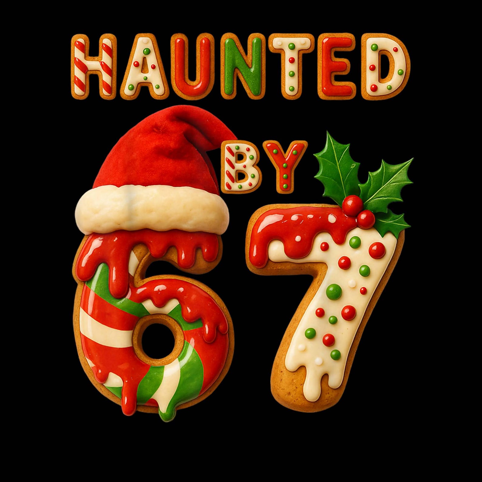 Haunted by 67 Christmas Meme PNG | Gen Alpha Slang Cookie Design ...