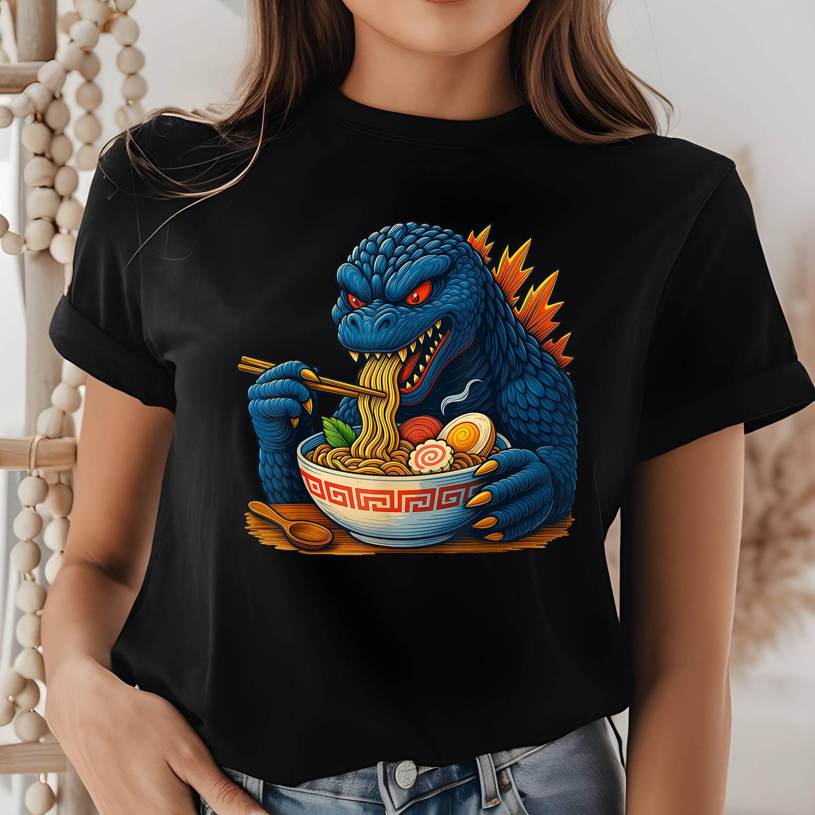 Kaiju Eating Ramen PNG, Funny Godzilla Anime Clipart (digital Download ...